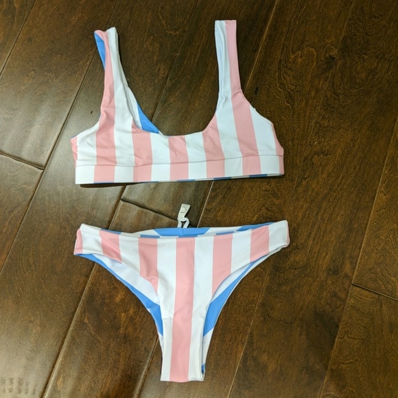 Swim | Reversible Candy Striped Bikini Set | Poshmark
